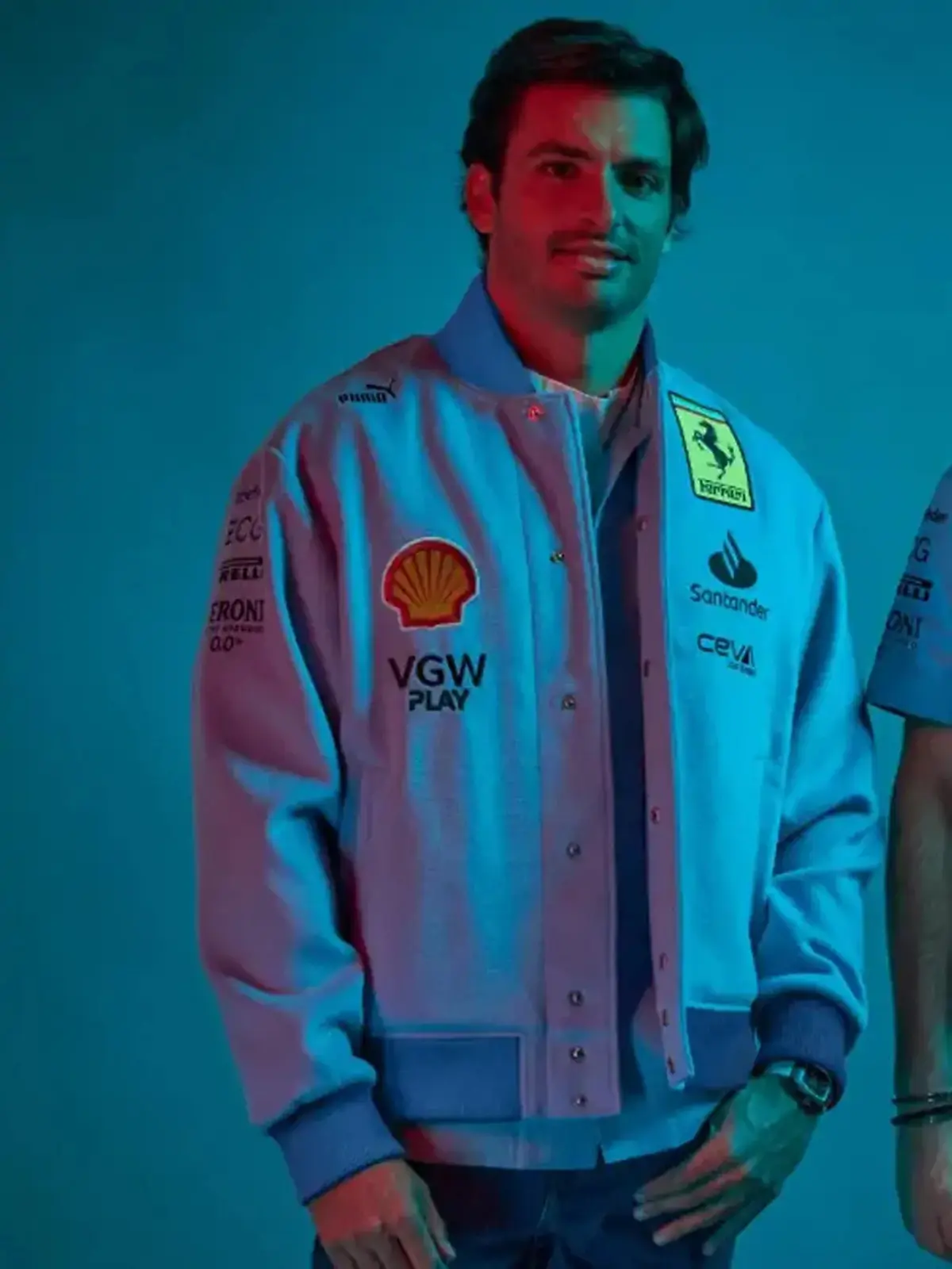 Ferrari Miami Grand Prix Formula One Blue Jacket - Leather Moto Jacket
