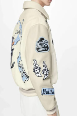 Peso Pluma Louis Vuitton Varsity Jacket - Leather Moto Jacket